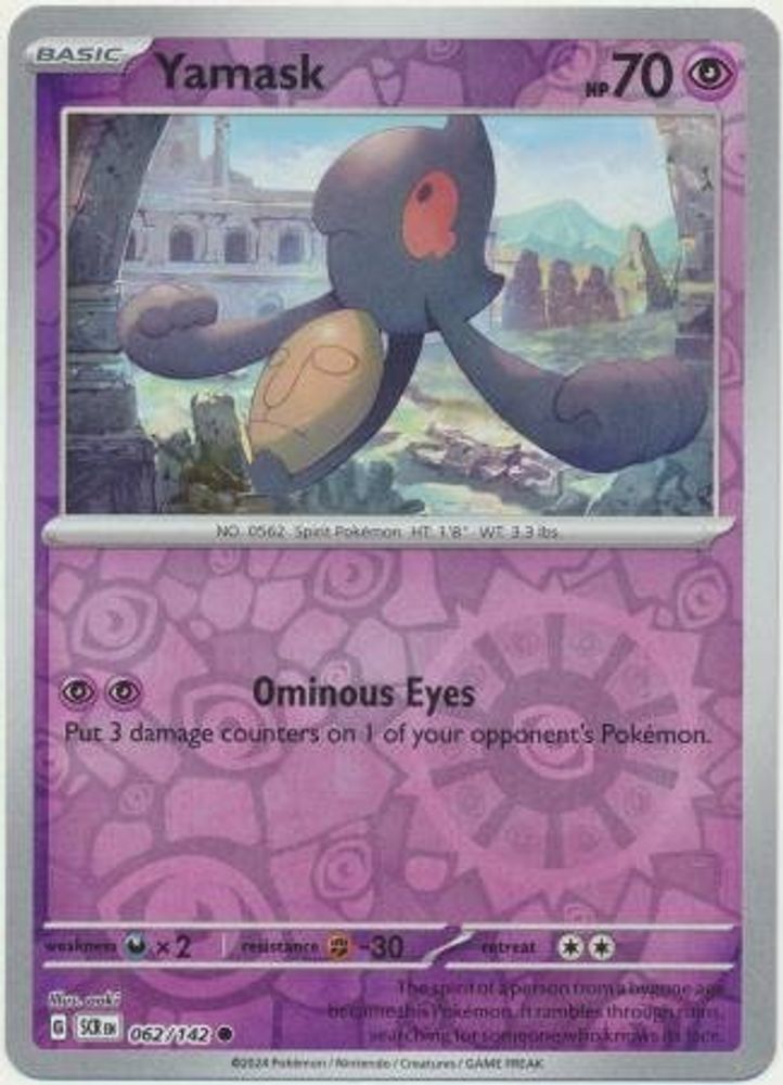 Yamask (62/142) SV Stellar Crown Reverse Holo Common Pokemon Card TCG ...