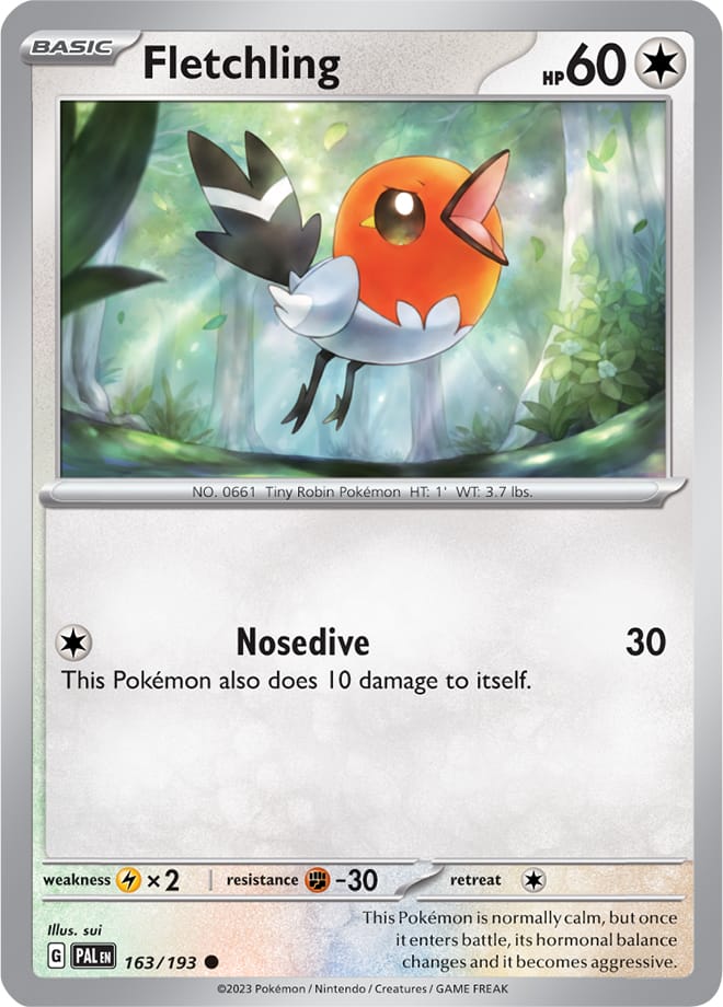 Fletchling 163/193 SV Paldea Evolved Common Pokemon Card TCG – Kawaii ...