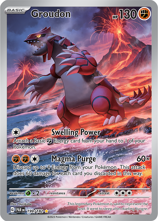 Groudon 199/182 SV Paradox Rift Full Art Illustration Rare Pokemon Car ...