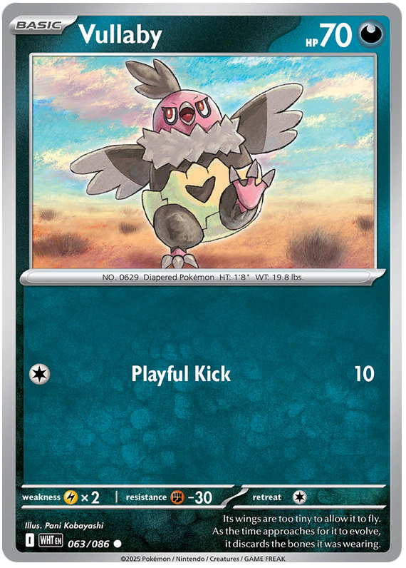 Vullaby (63/86) Scarlet and Violet White Flare Common Pokemon Card TCG ...