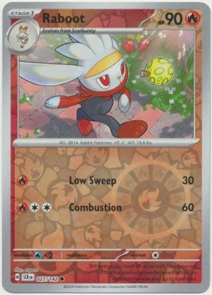 Raboot (27/142) SV Stellar Crown Reverse Holo Common Pokemon Card TCG ...