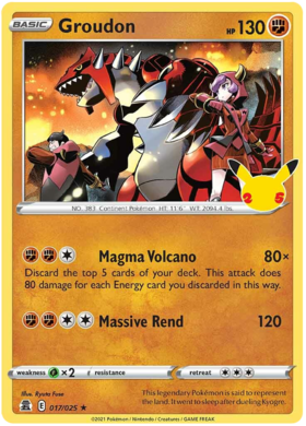 Groudon 17/25 SWSH Celebrations 25th Anniversary Holo Rare Pokemon Car ...