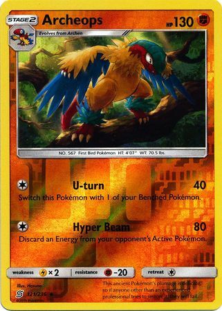 Archeops 121/236 SM Unified Minds Reverse Holo Rare Pokemon Card TCG ...